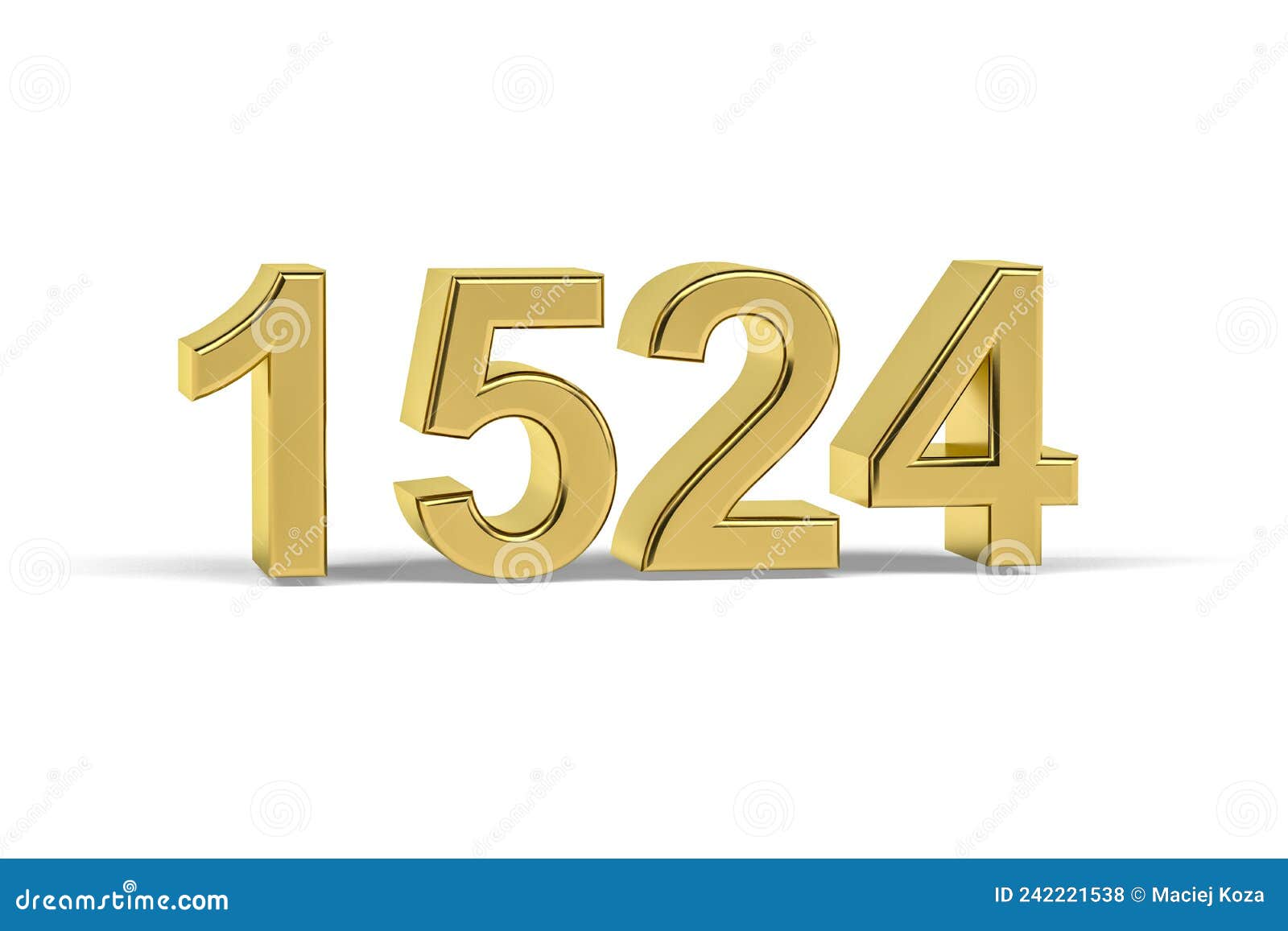 Golden 3d Number 1524 - Year 1524 Isolated on White Background - Stock ...