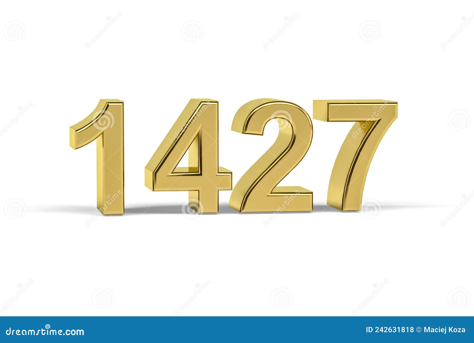 Golden 3d Number 1427 - Year 1427 Isolated on White Background Stock ...
