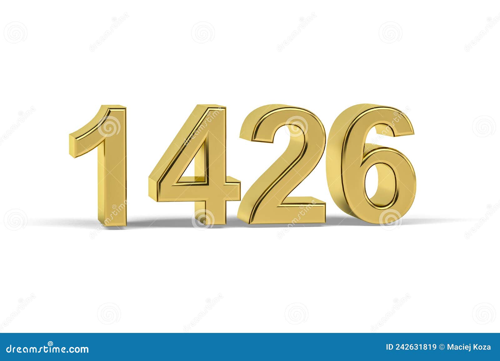 Golden 3d Number 1426 - Year 1426 Isolated on White Background Stock ...