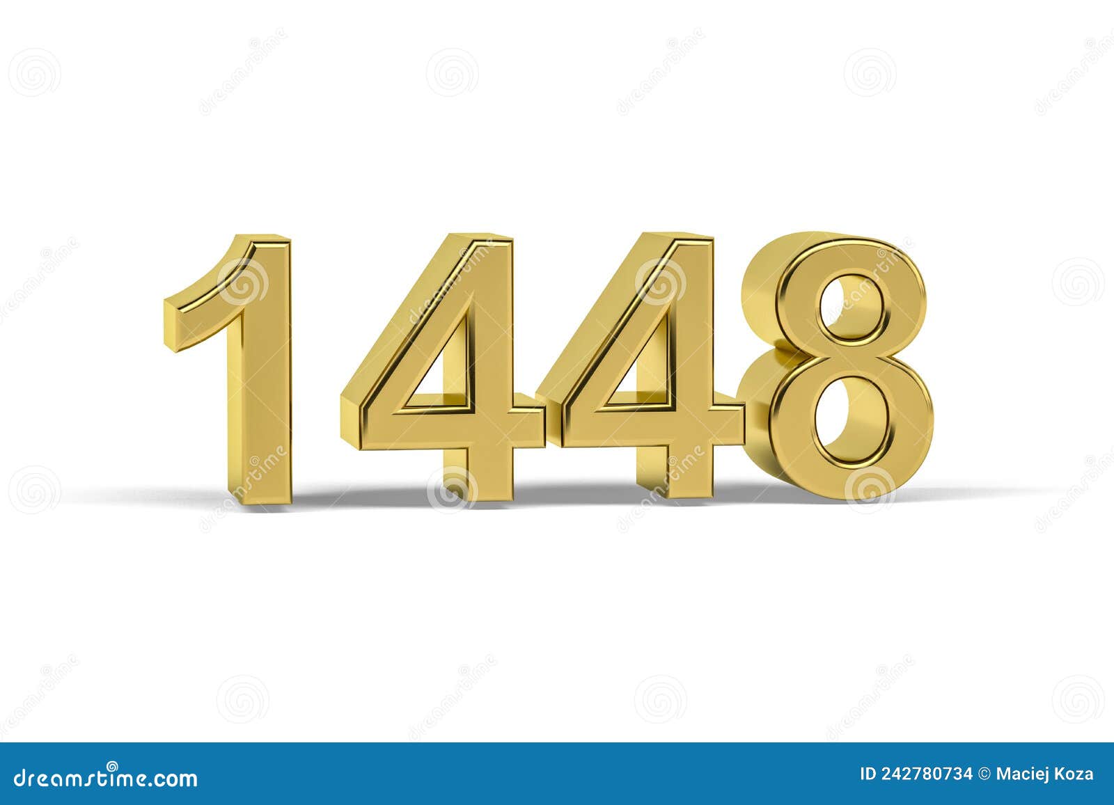 Golden 3d Number 1448 - Year 1448 Isolated on White Background Stock ...