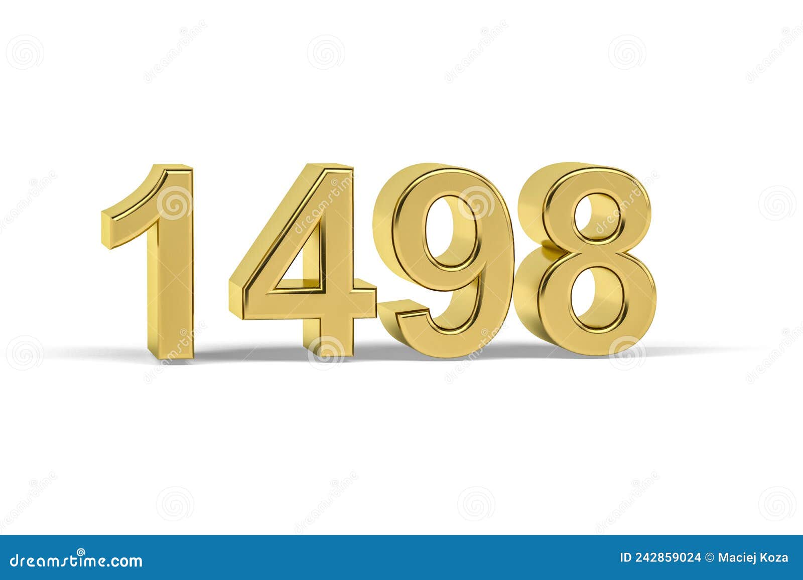 Golden 3d Number 1498 - Year 1498 Isolated On White Background Stock ...