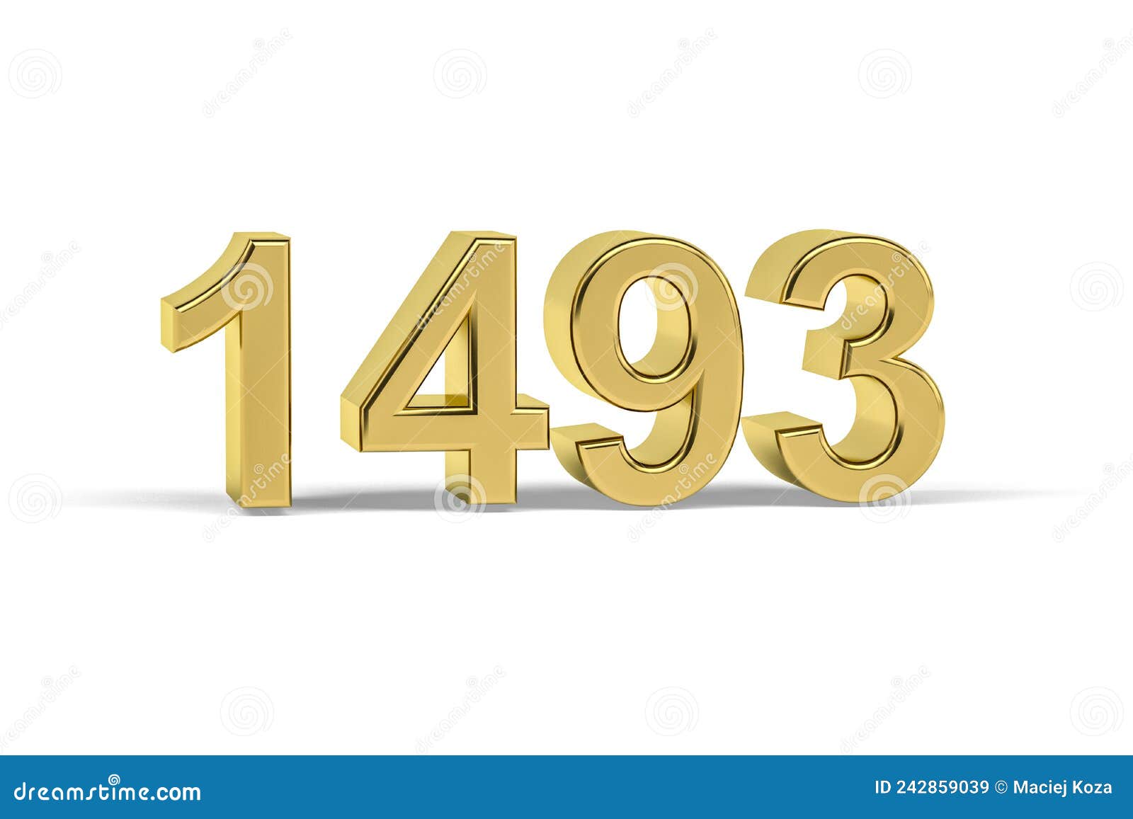 Golden 3d Number 1493 - Year 1493 Isolated On White Background Royalty ...