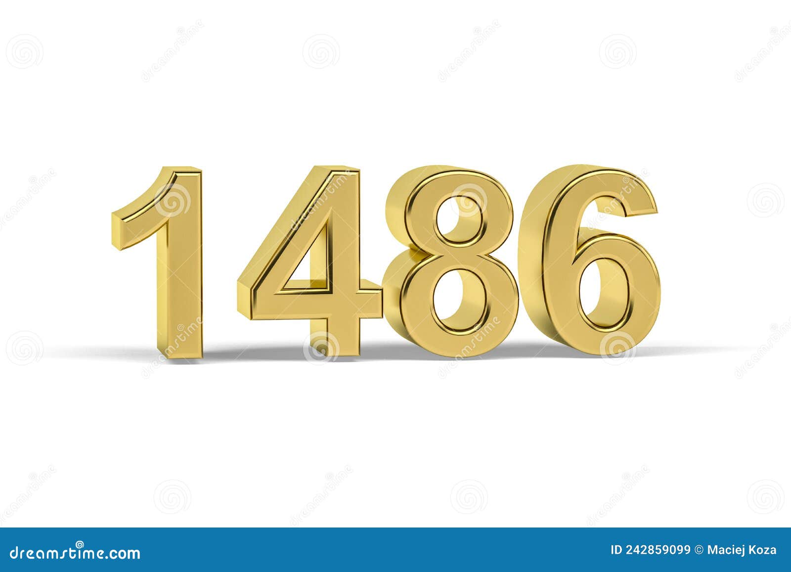 Golden 3d Number 1486 - Year 1486 Isolated On White Background Royalty ...
