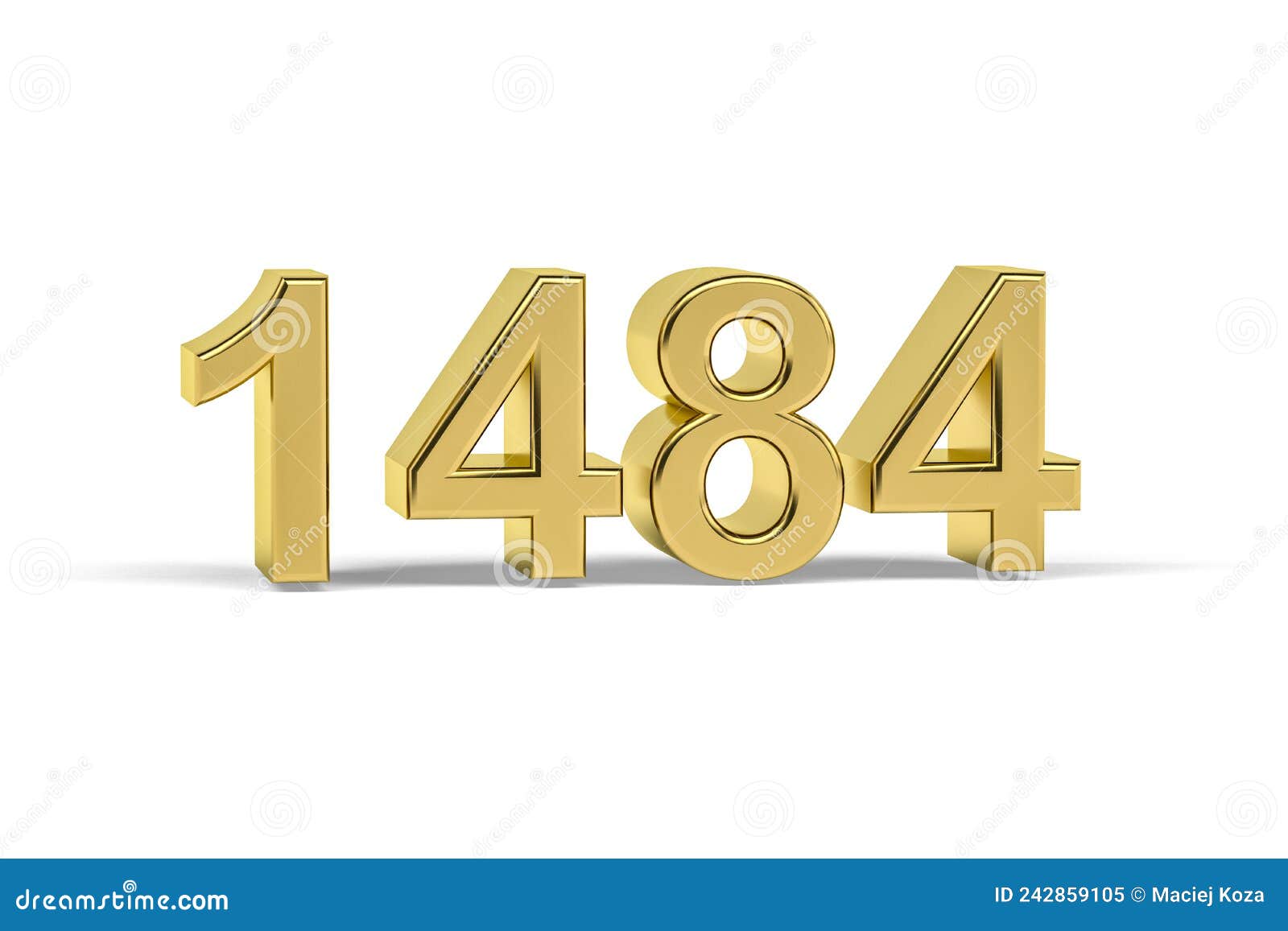 Golden 3d Number 1484 - Year 1484 Isolated On White Background Royalty ...