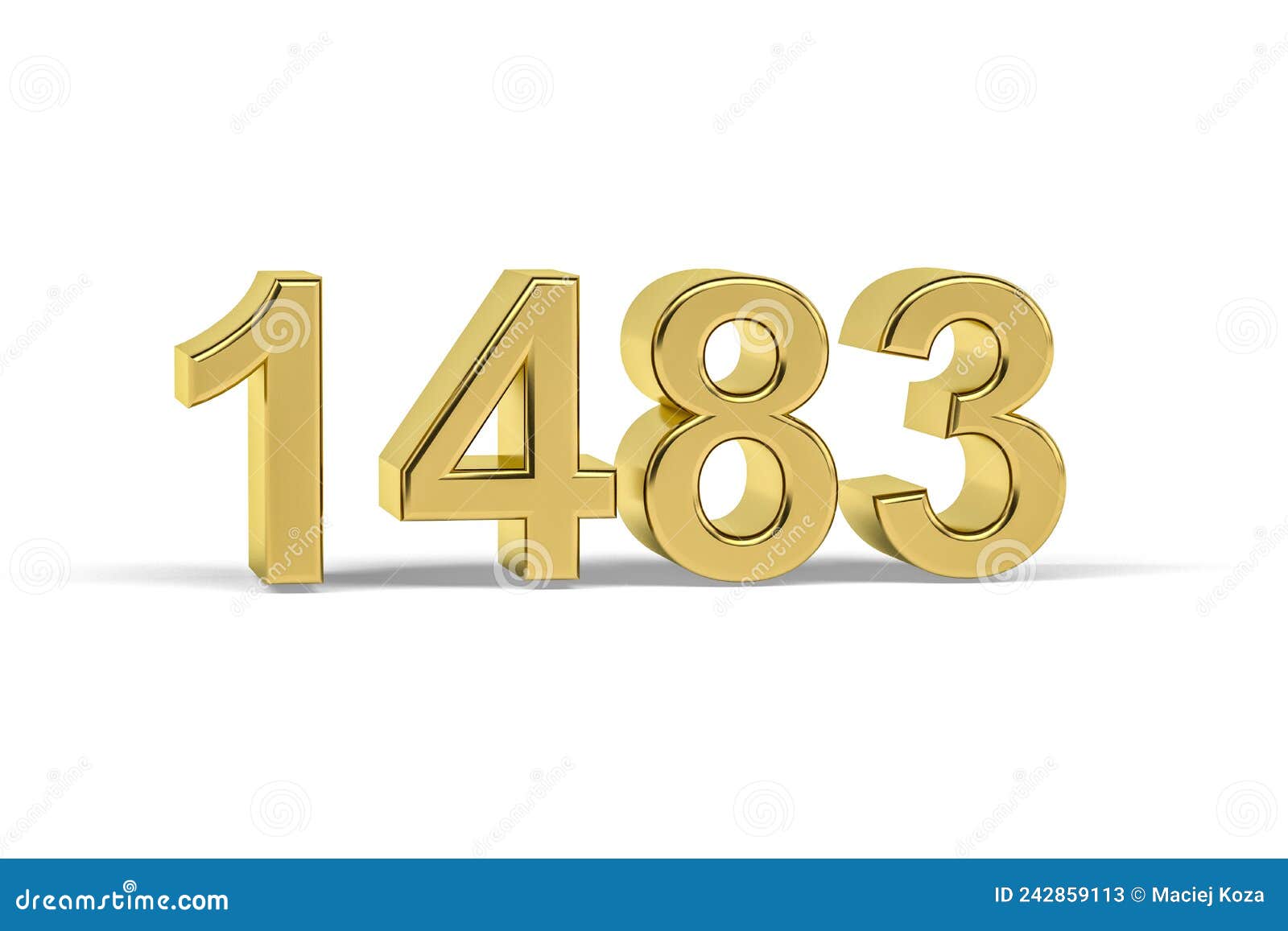 Golden 3d Number 1483 - Year 1483 Isolated on White Background Stock ...