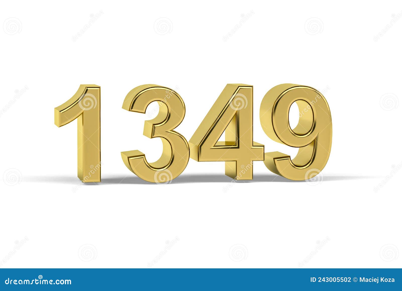 Golden 3d Number 1349 - Year 1349 Isolated on White Background Stock ...