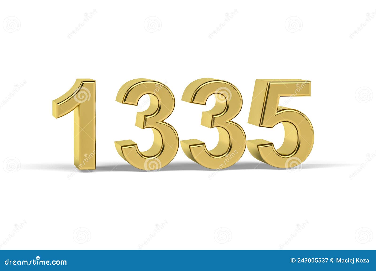 Golden 3d Number 1335 - Year 1335 Isolated on White Background Stock ...