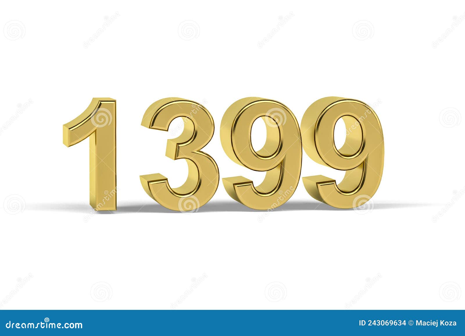 Golden 3d Number 1399 - Year 1399 Isolated On White Background Royalty ...