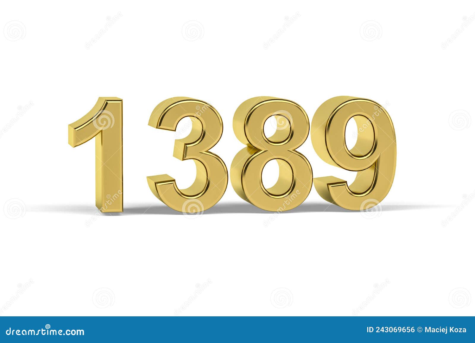 Golden 3d Number 1389 - Year 1389 Isolated on White Background Stock ...