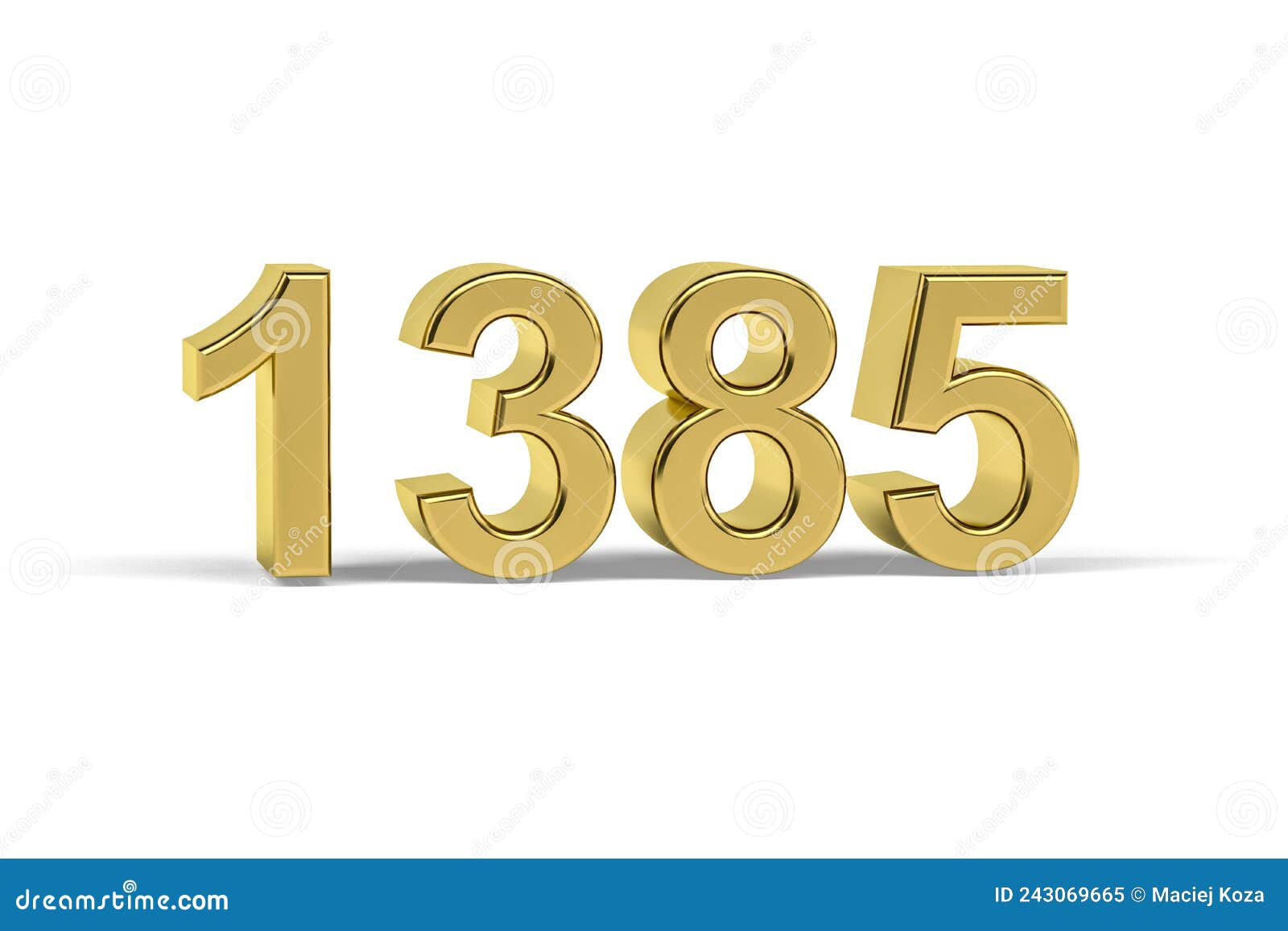 Golden 3d Number 1385 - Year 1385 Isolated on White Background Stock ...