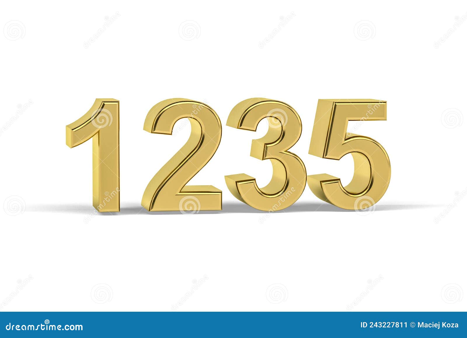 Golden 3d Number 1235 - Year 1235 Isolated On White Background Royalty ...