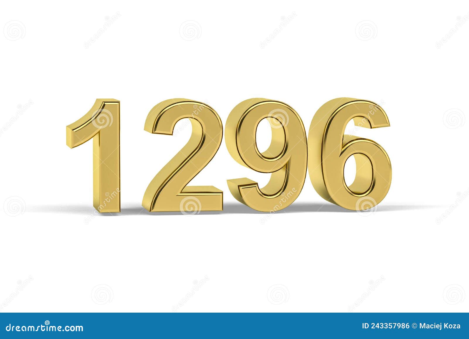 Golden 3d Number 1296 - Year 1296 Isolated on White Background Stock ...