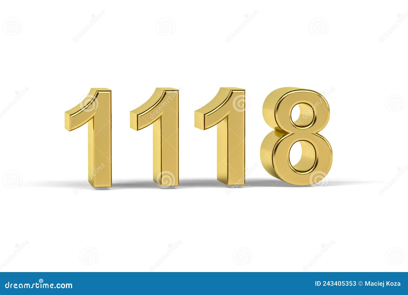 Golden 3d Number 1118 - Year 1118 Isolated on White Background Stock ...