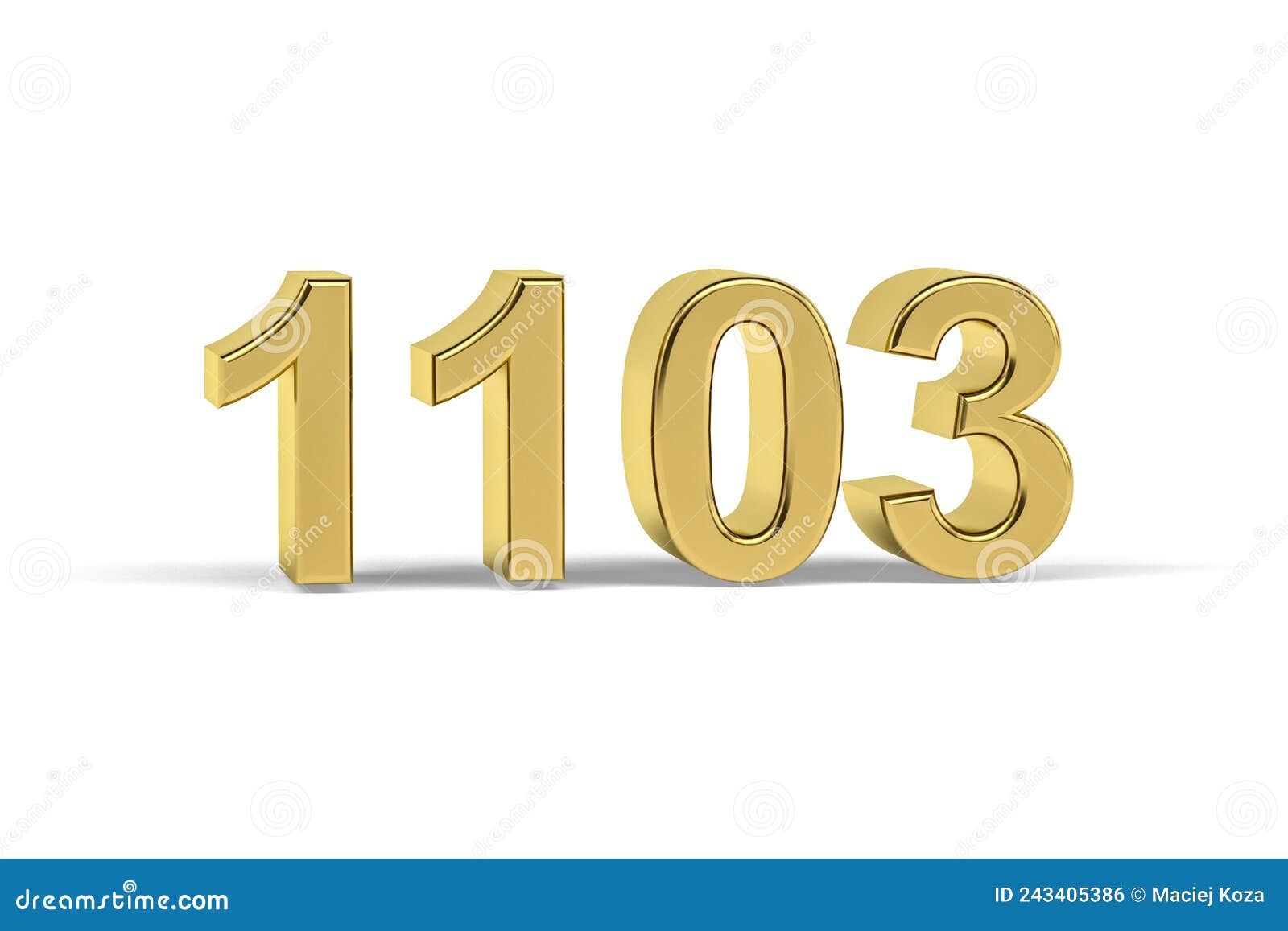 Golden 3d Number 1103 - Year 1103 Isolated on White Background Stock ...
