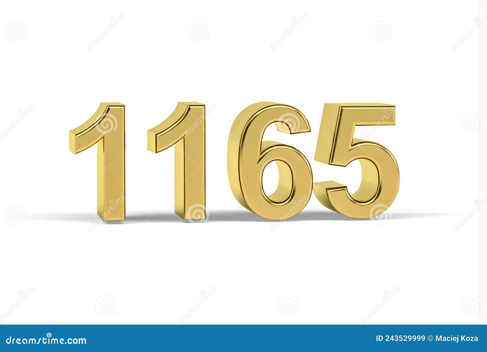 Golden 3d Number 1165 - Year 1165 Isolated on White Background Stock ...