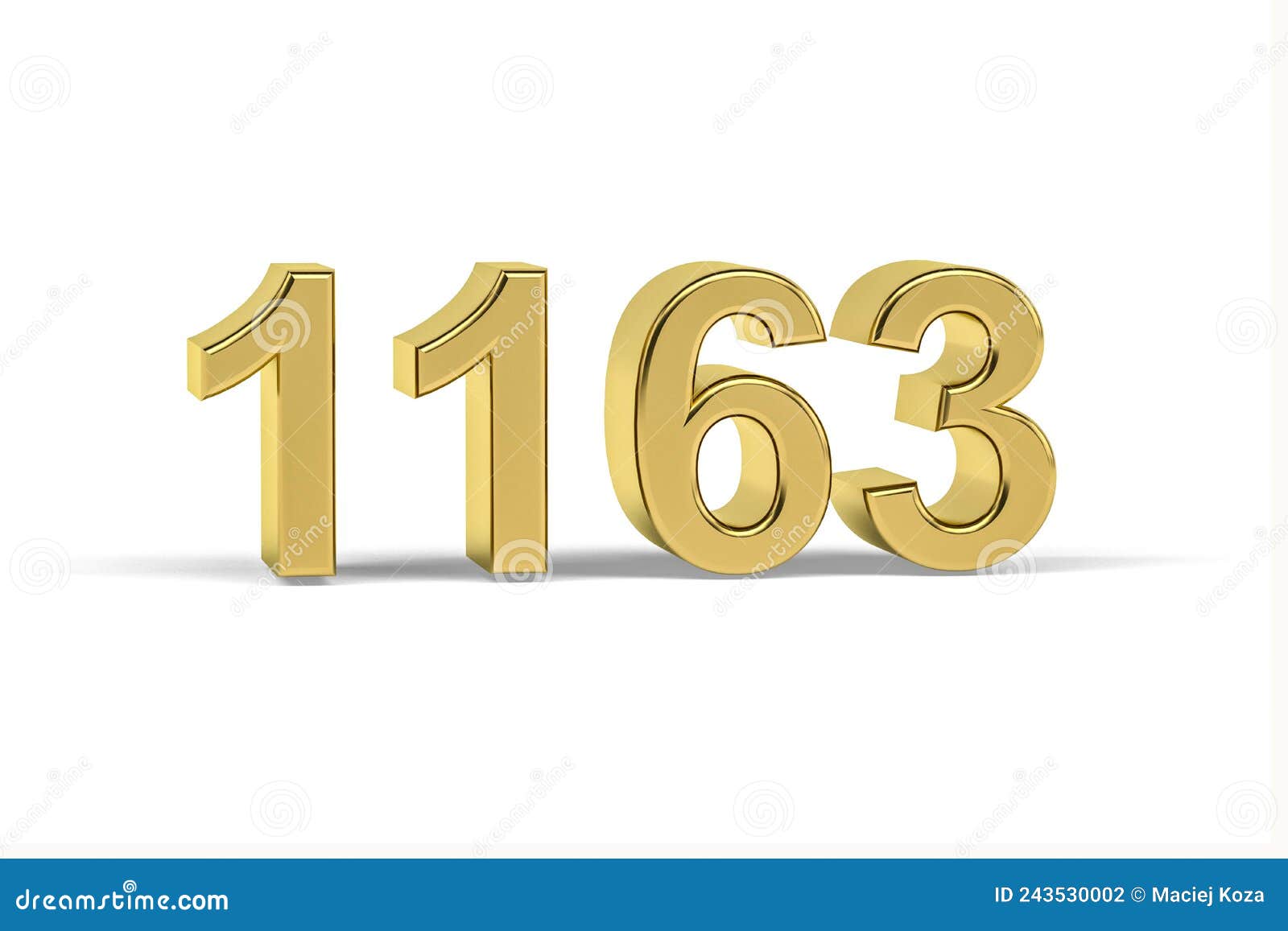 Golden 3d Number 1163 - Year 1163 Isolated on White Background Stock ...