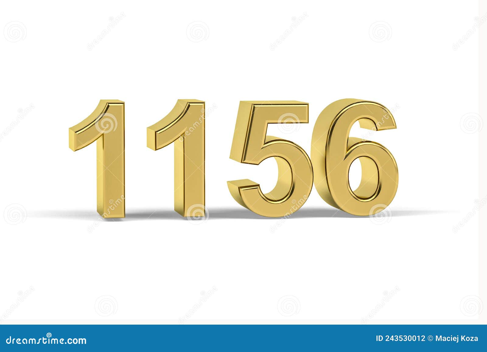 Golden 3d Number 1156 - Year 1156 Isolated on White Background Stock ...