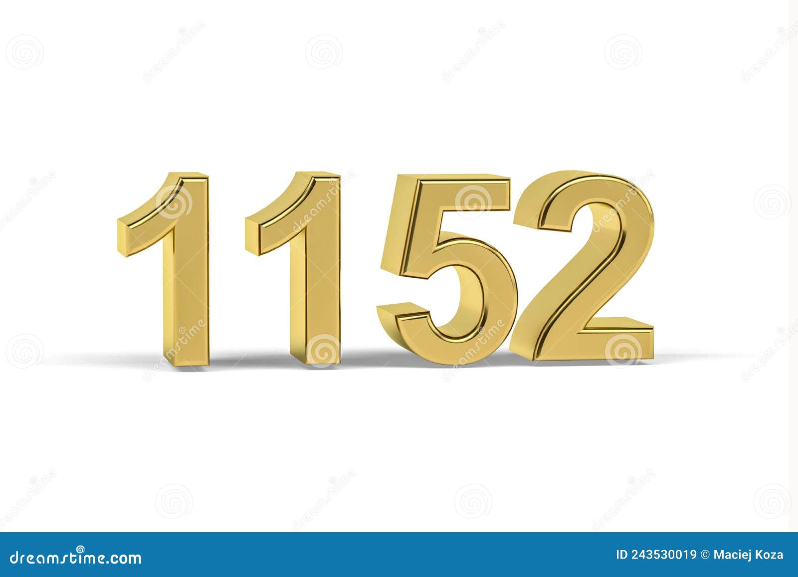 Golden 3d Number 1152 - Year 1152 Isolated on White Backgroun Stock ...