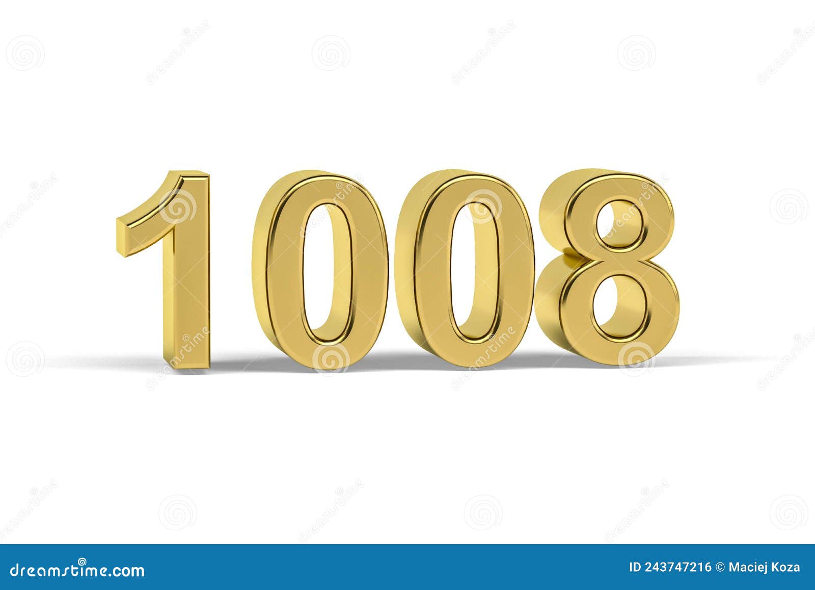 Golden 3d Number 1008 - Year 1008 Isolated on White Background Stock ...