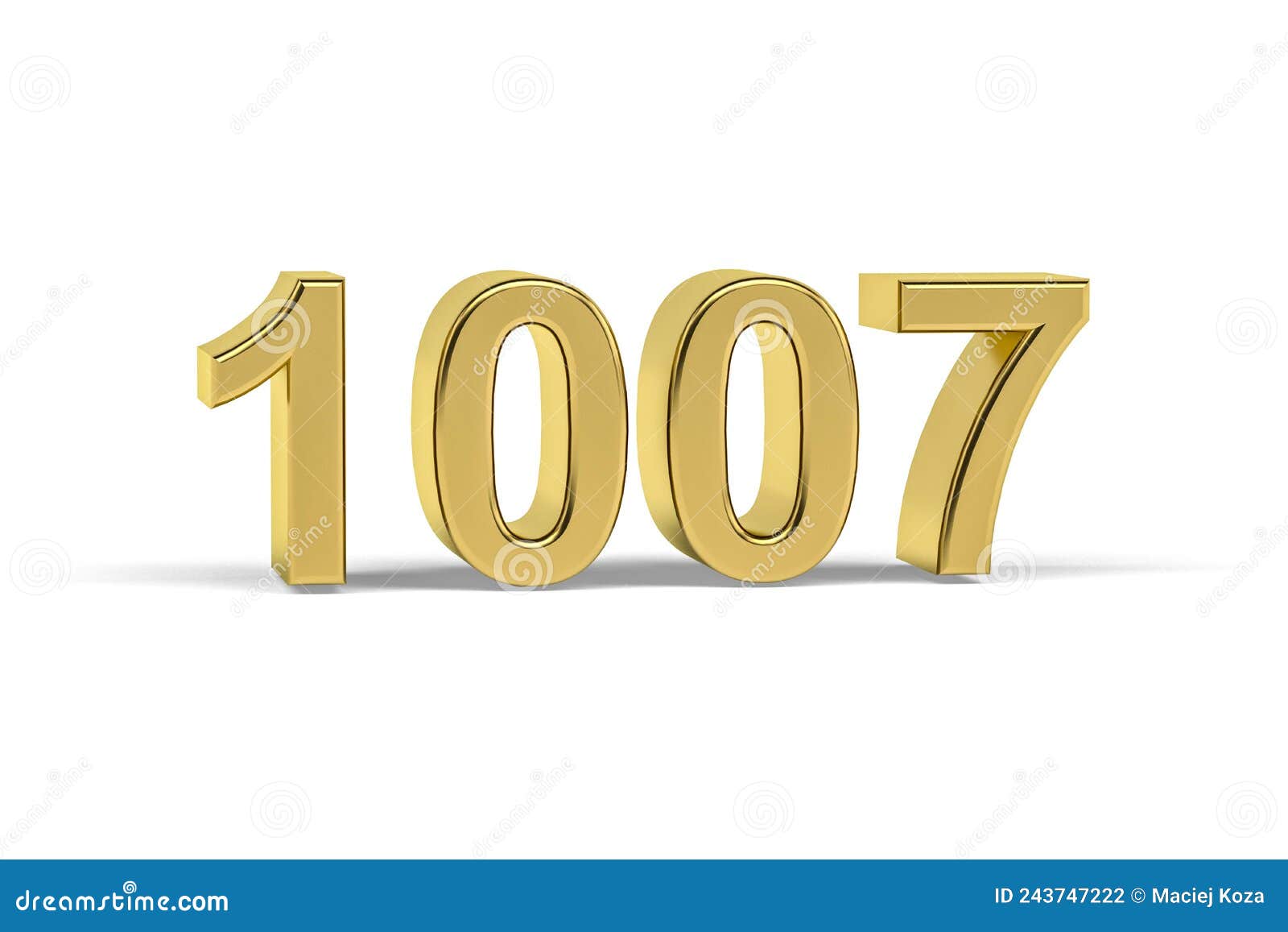 Golden 3d Number 1007 - Year 1007 Isolated on White Background Stock ...