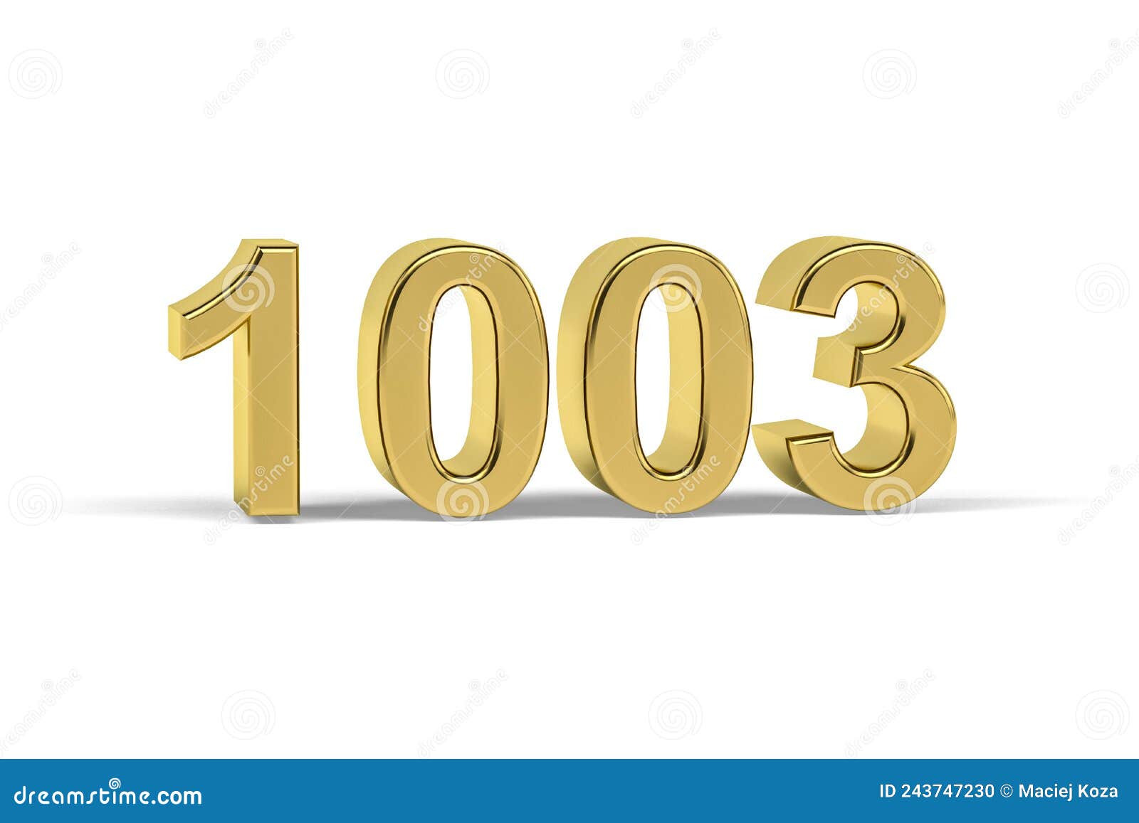 Golden 3d Number 1003 - Year 1003 Isolated on White Background Stock ...