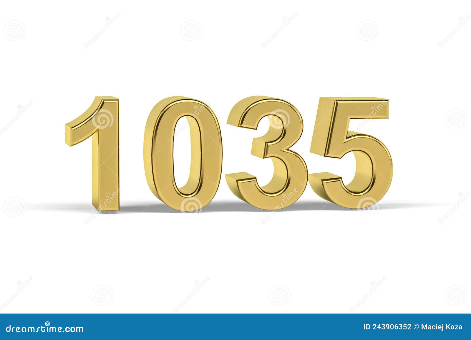 Golden 3d Number 1035 - Year 1035 Isolated on White Background Stock ...