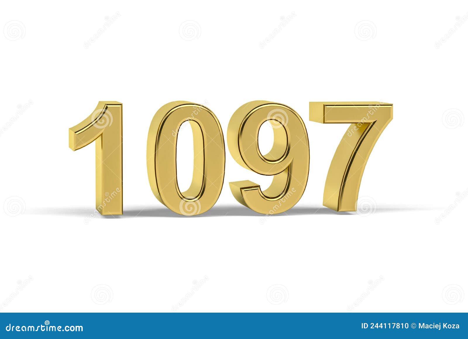 Golden 3d Number 1097 - Year 1097 Isolated On White Background Royalty ...