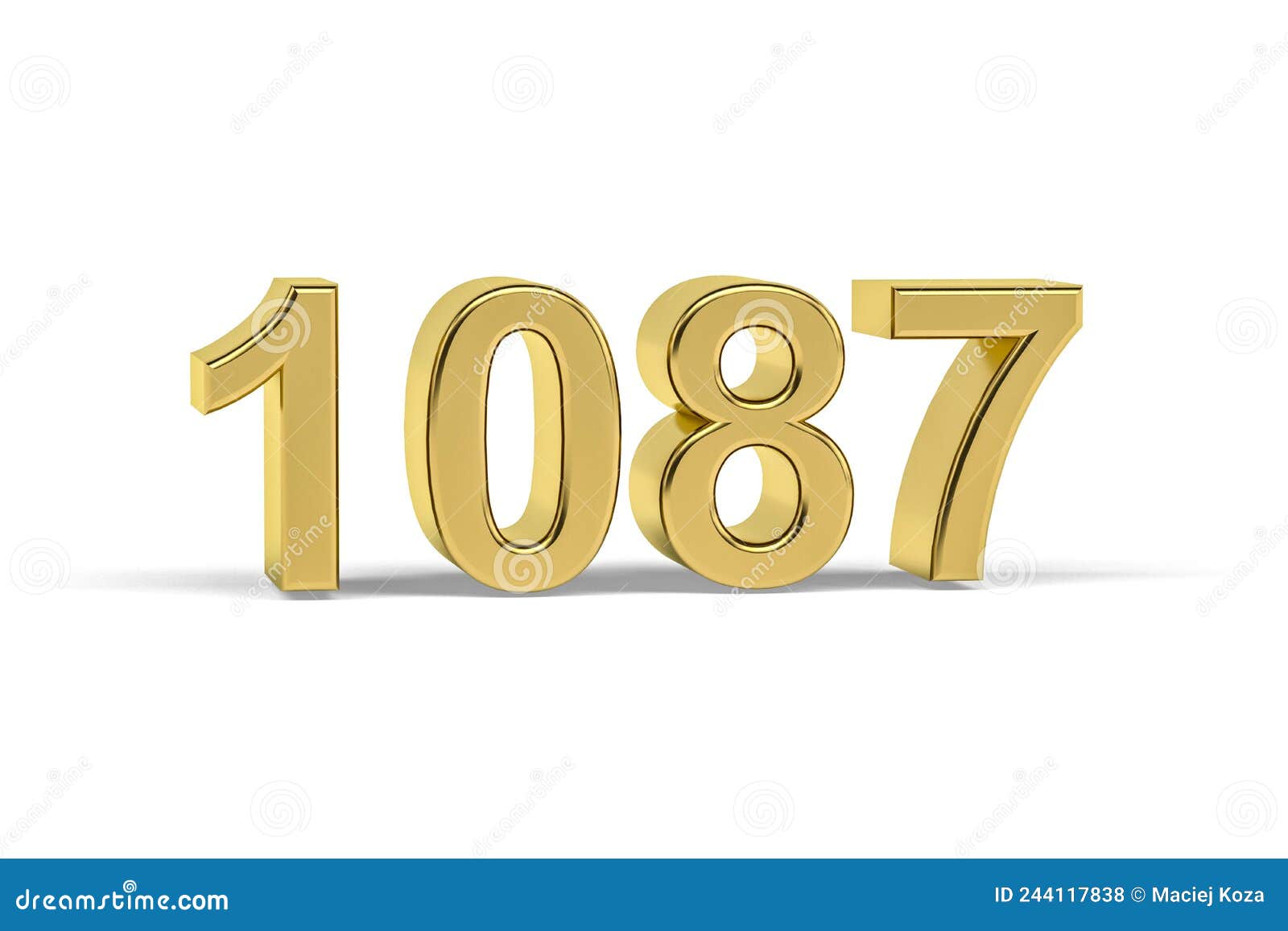 Golden 3d Number 1087 - Year 1087 Isolated On White Background Stock ...