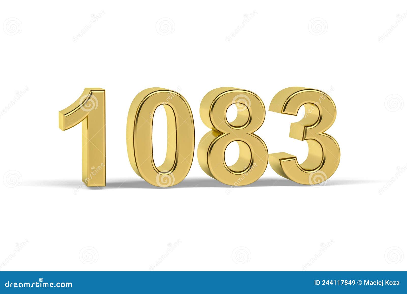 Golden 3d Number 1083 - Year 1083 Isolated on White Background Stock ...