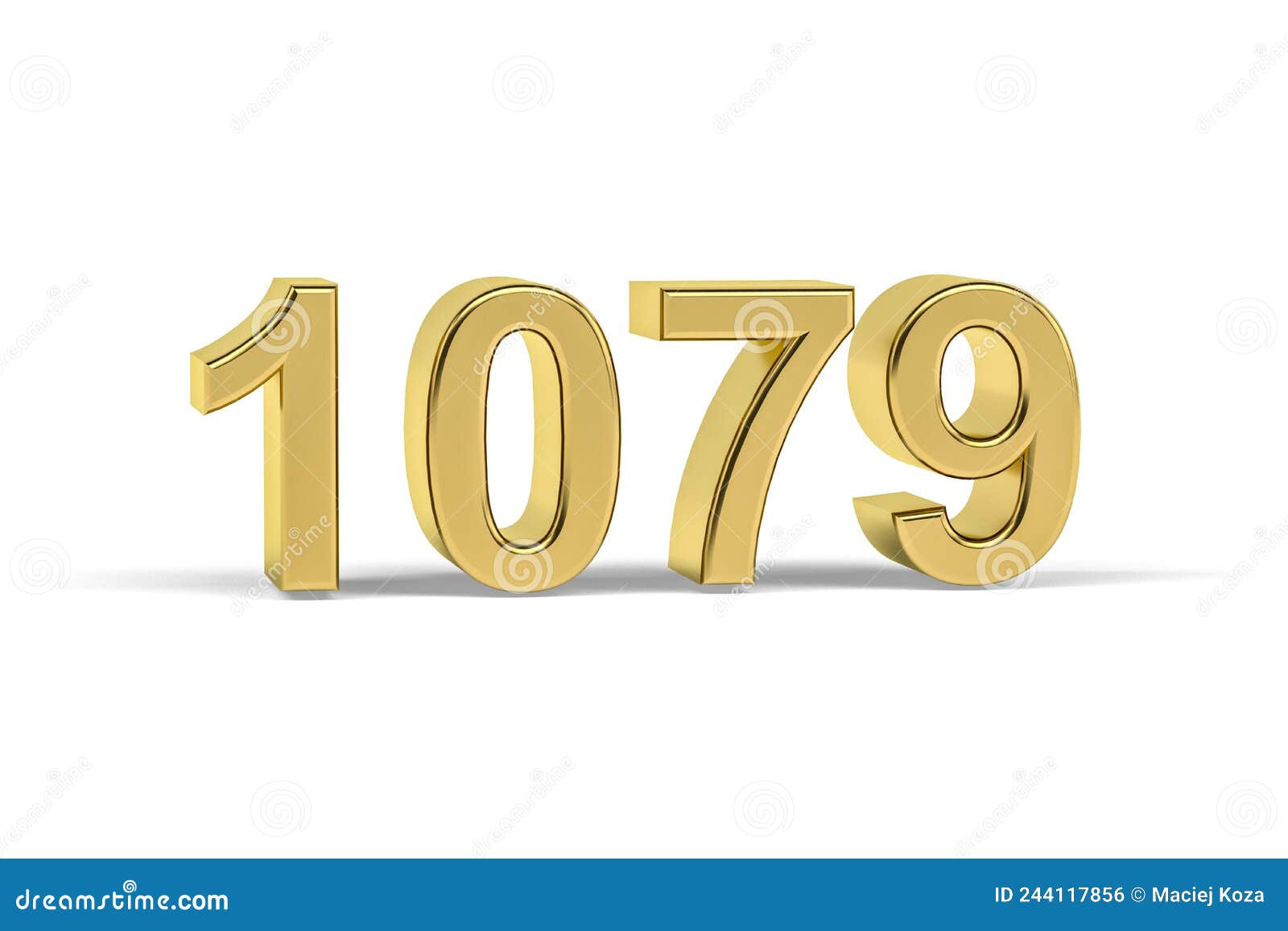 Golden 3d Number 1079 - Year 1079 Isolated on White Background Stock ...