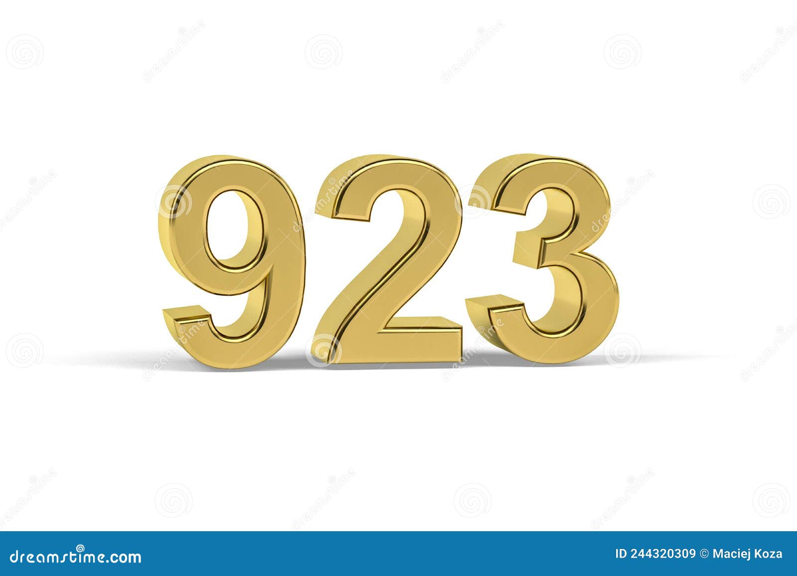 Golden 3d Number 923 - Year 923 Isolated on White Background Stock ...
