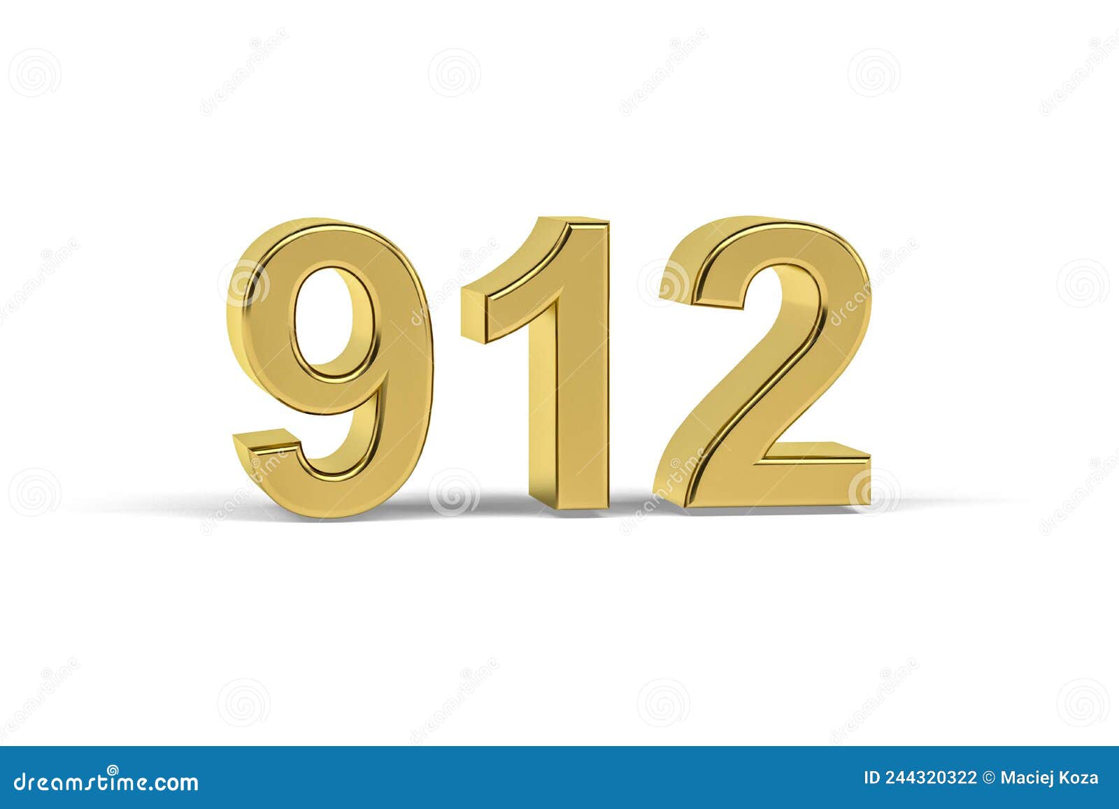Golden 3d Number 912 - Year 912 Isolated on White Background Stock ...