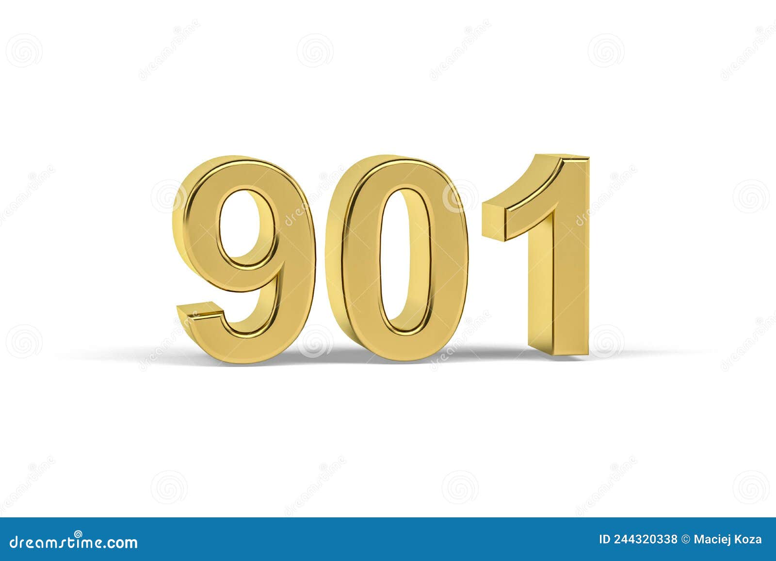 Golden 3d Number 901 - Year 901 Isolated on White Background Stock ...