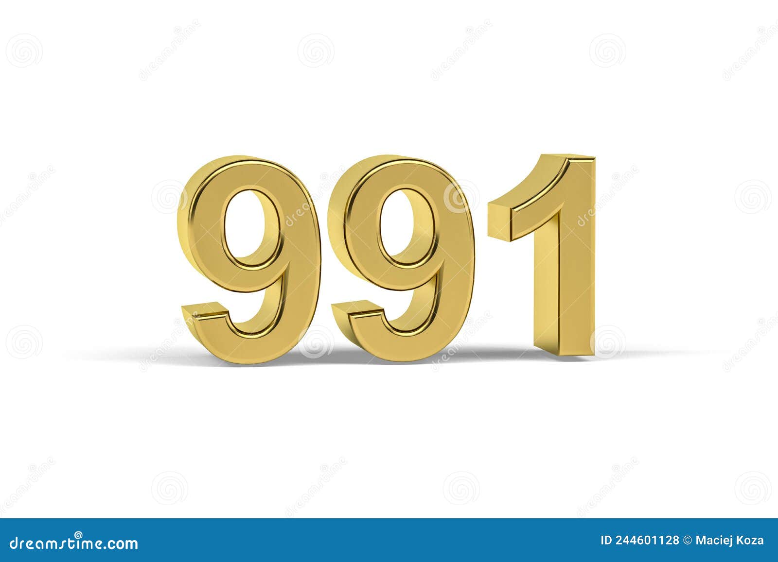 Golden 3d Number 991 - Year 991 Isolated on White Background Stock ...