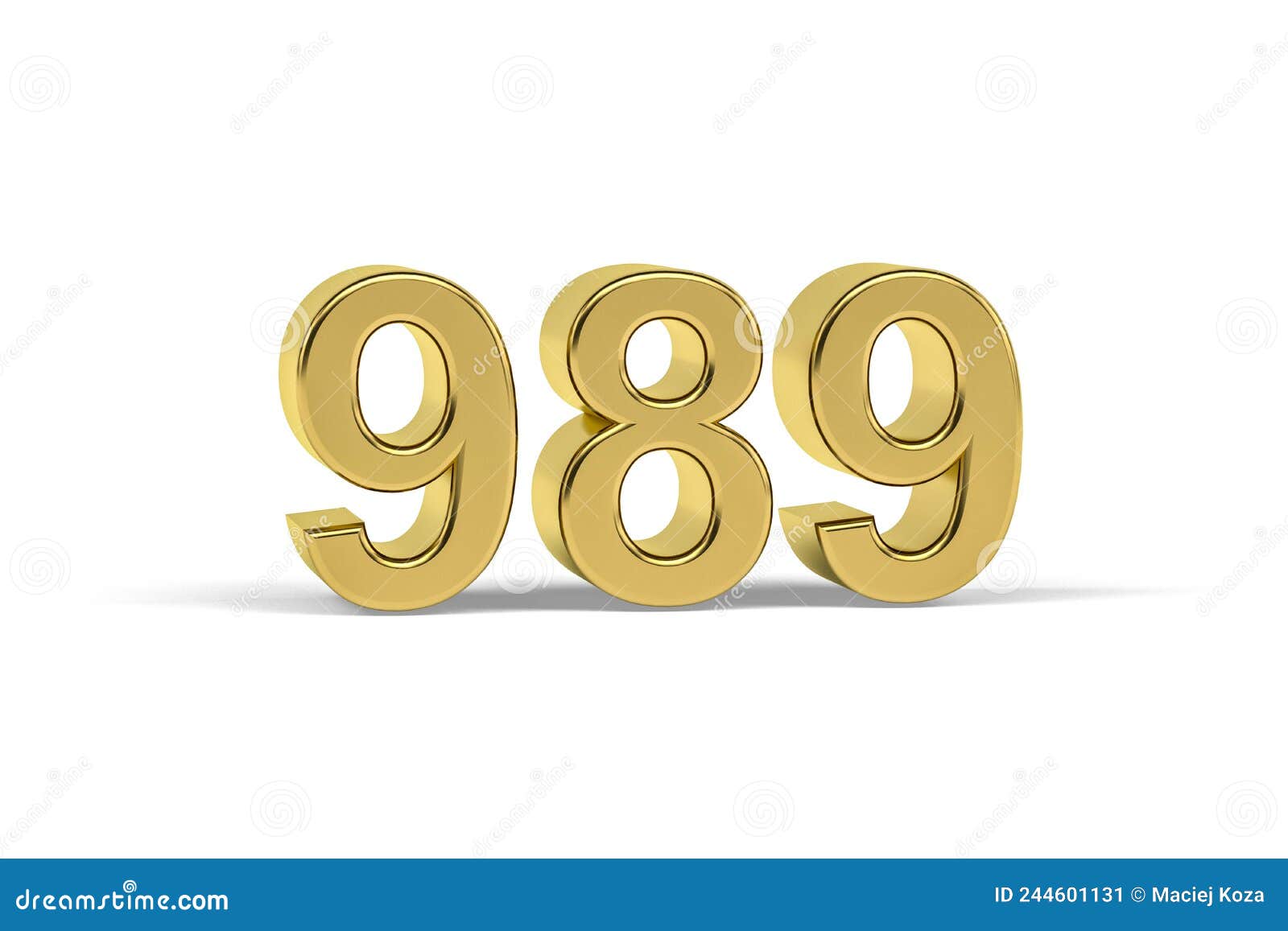 Golden 3d Number 989 - Year 989 Isolated on White Background Stock ...