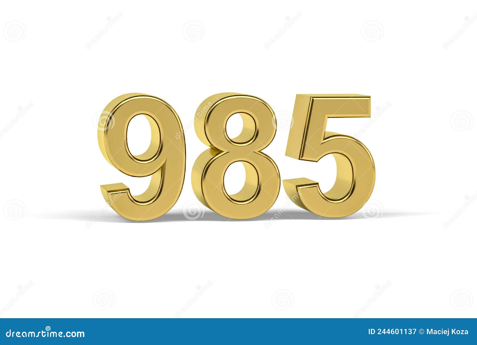 Golden 3d Number 985 - Year 985 Isolated on White Background Stock ...