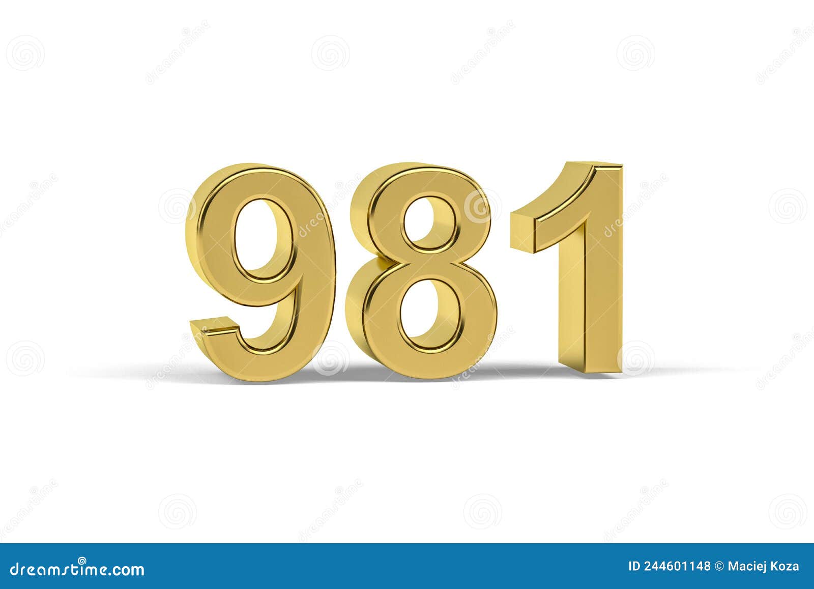 Golden 3d Number 981 - Year 981 Isolated on White Background Stock ...