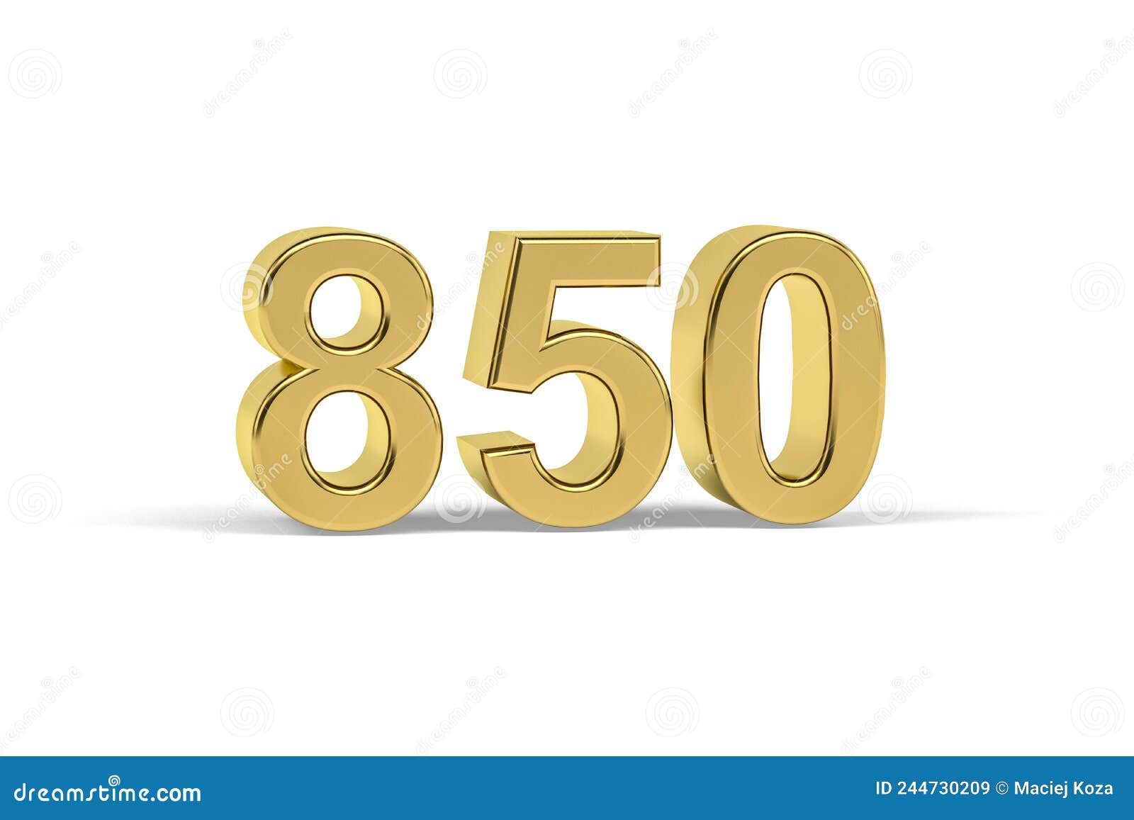 Golden 3d Number 850 - Year 850 Isolated on White Background Stock ...