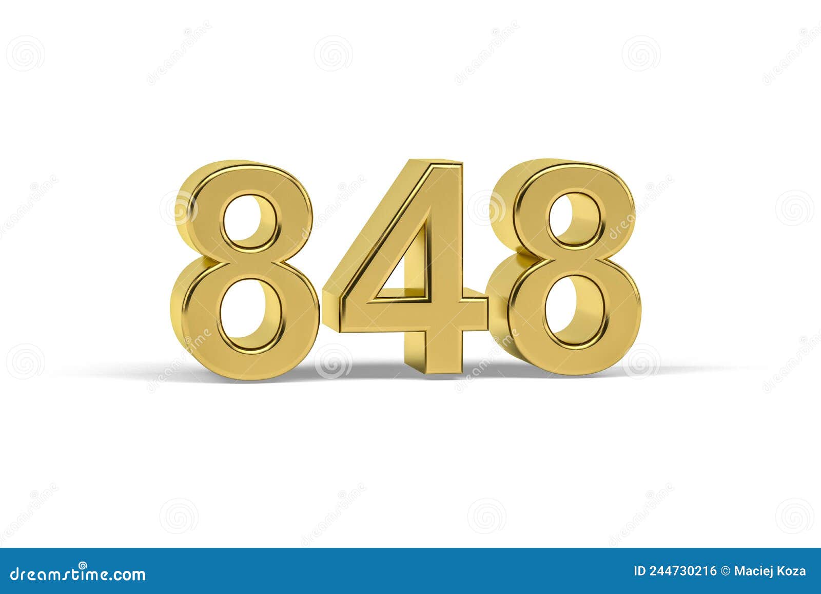 Golden 3d Number 848 - Year 848 Isolated on White Background Stock ...