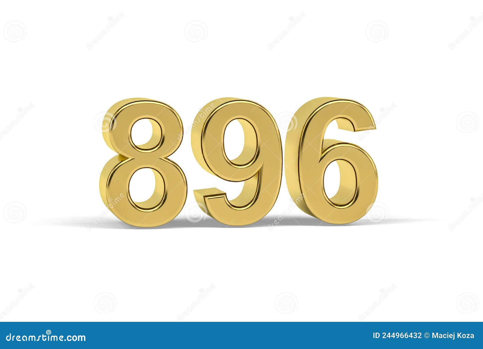 Golden 3d Number 896 - Year 896 Isolated on White Background Stock ...