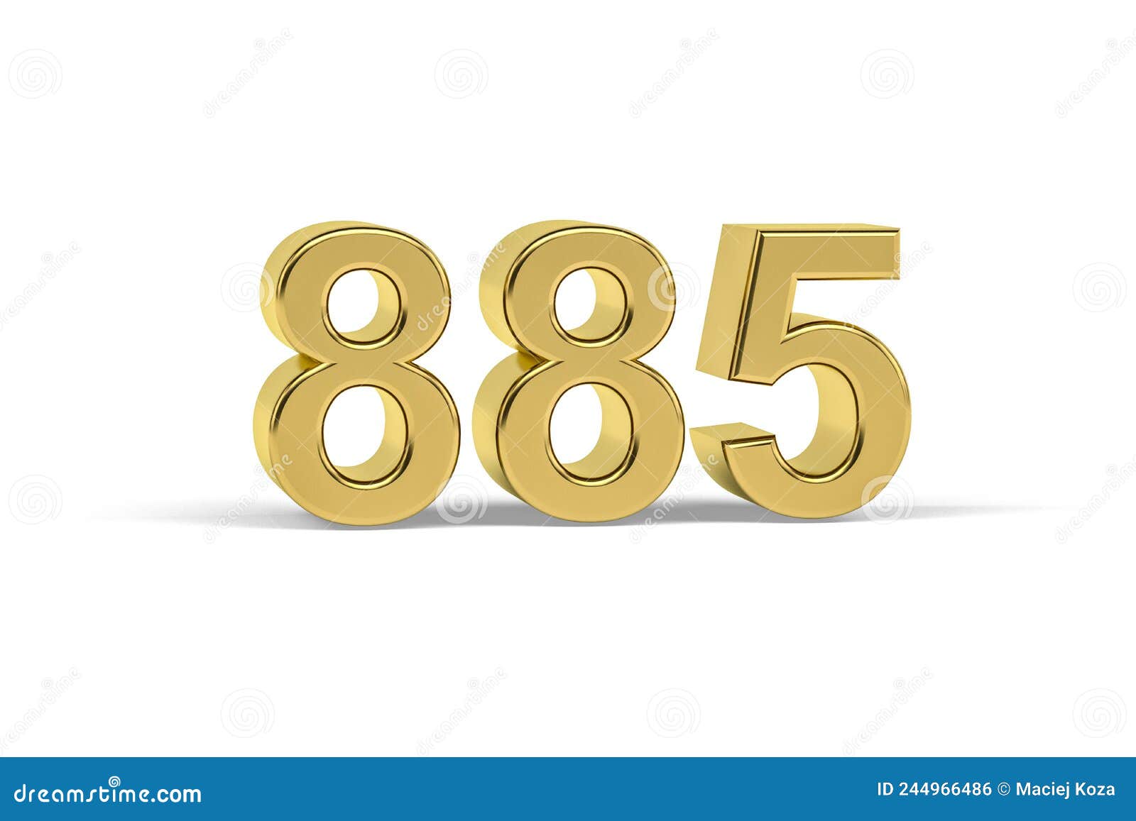 Golden 3d Number 885 - Year 885 Isolated on White Background Stock ...