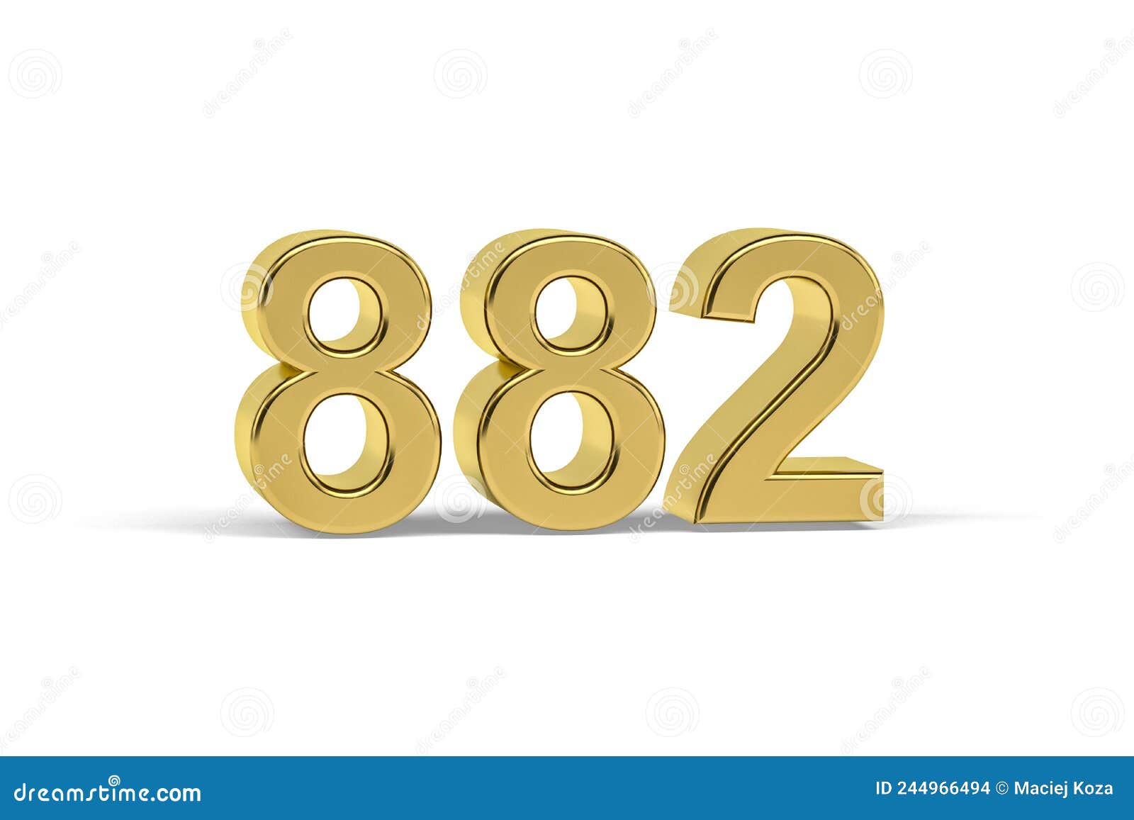 Golden 3d Number 882 - Year 882 Isolated on White Background Stock ...