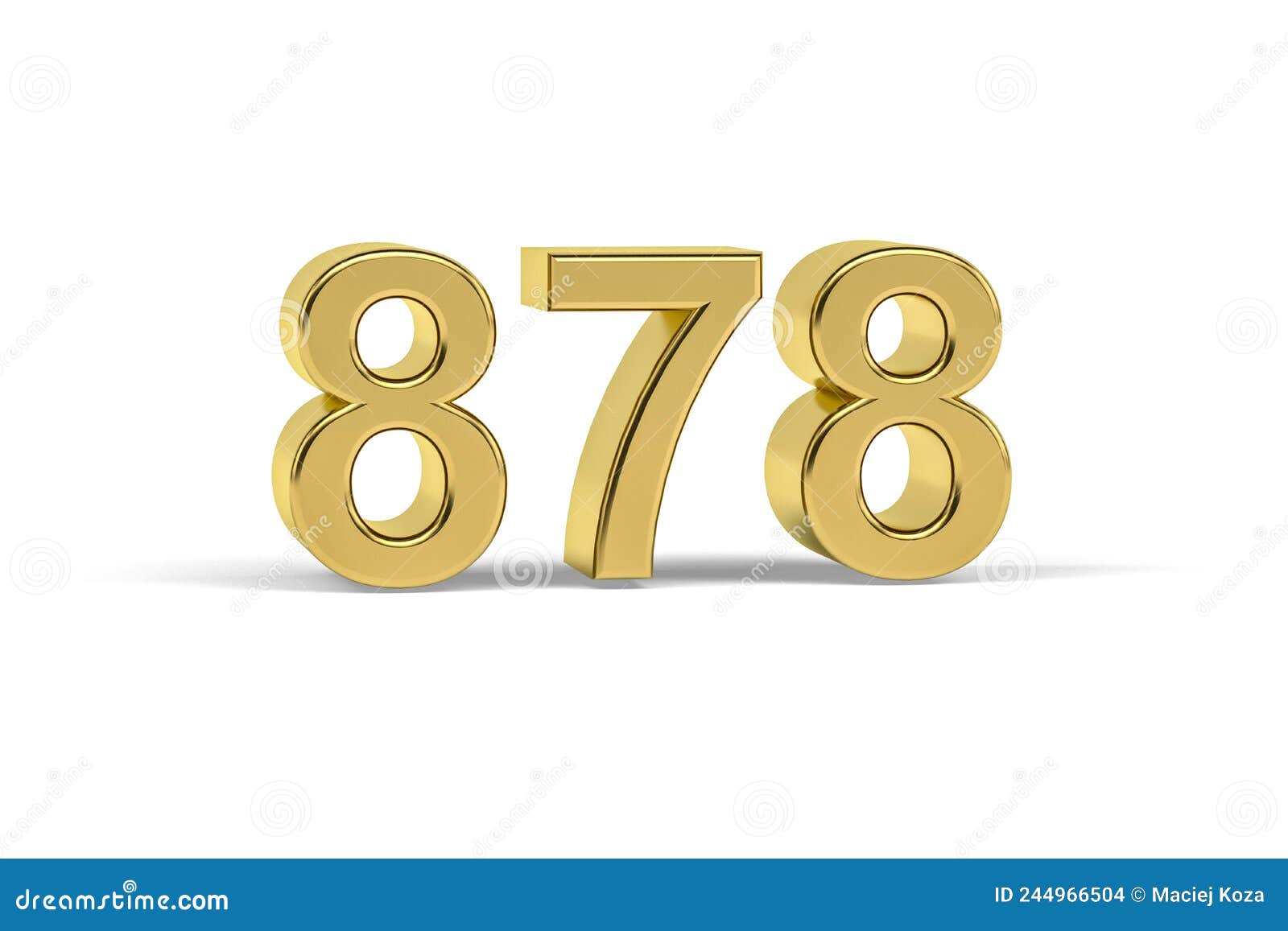 Golden 3d Number 878 - Year 878 Isolated on White Background Stock ...