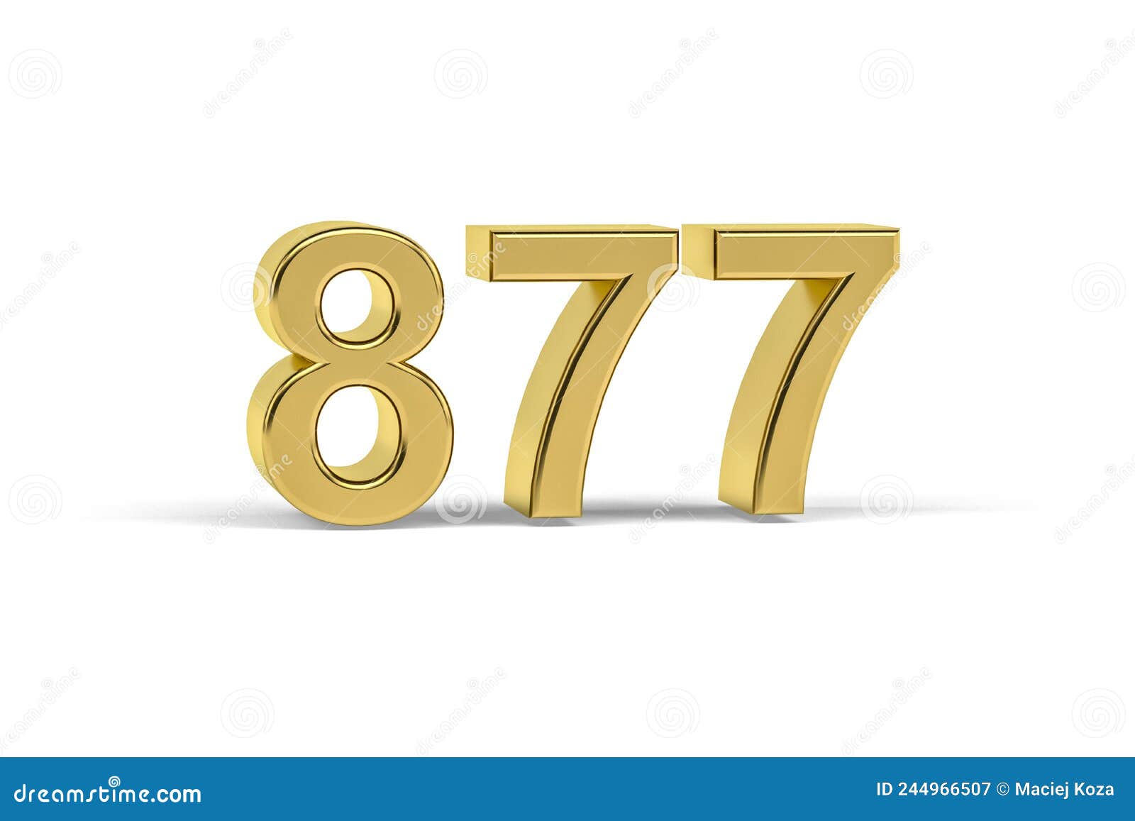 Golden 3d Number 877 - Year 877 Isolated On White Background Stock ...