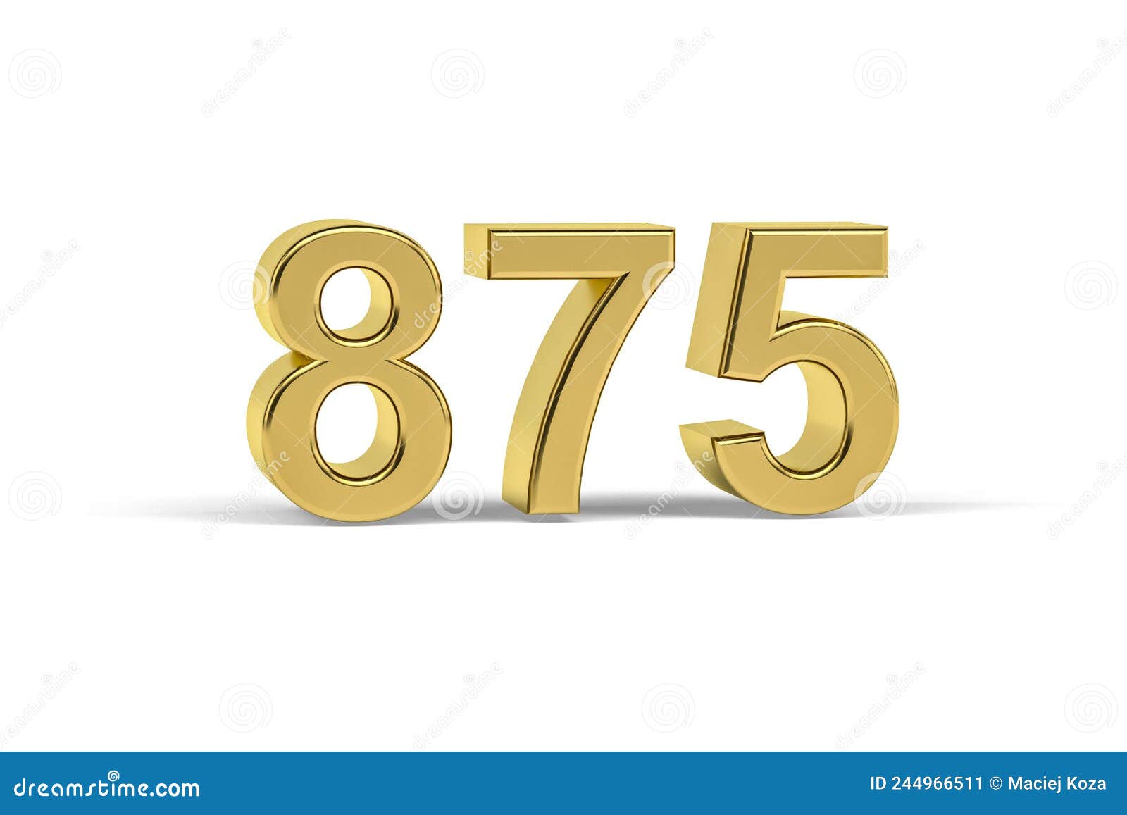 Golden 3d Number 875 - Year 875 Isolated on White Background Stock ...