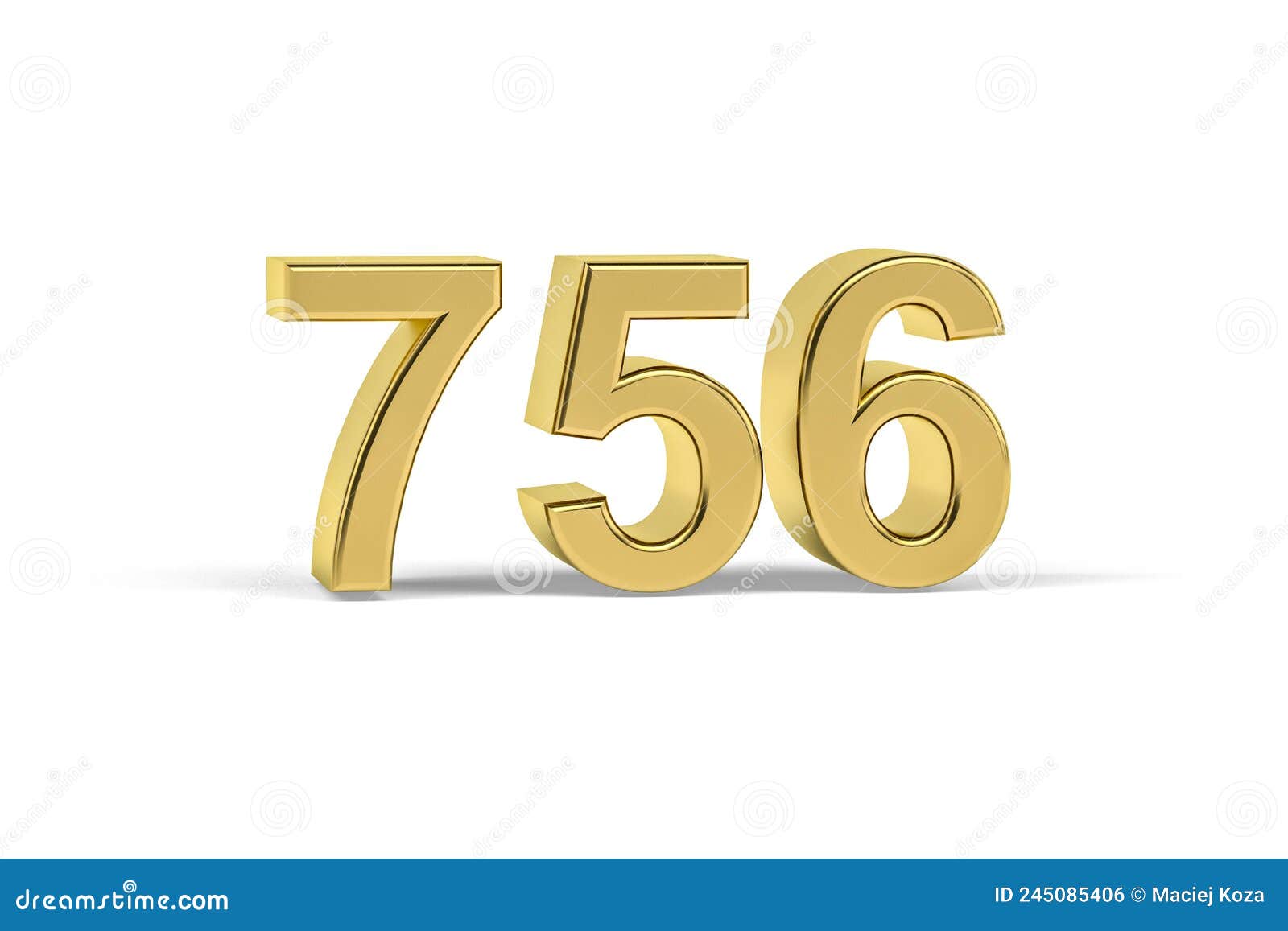 Golden 3d Number 756 - Year 756 Isolated on White Background Stock ...