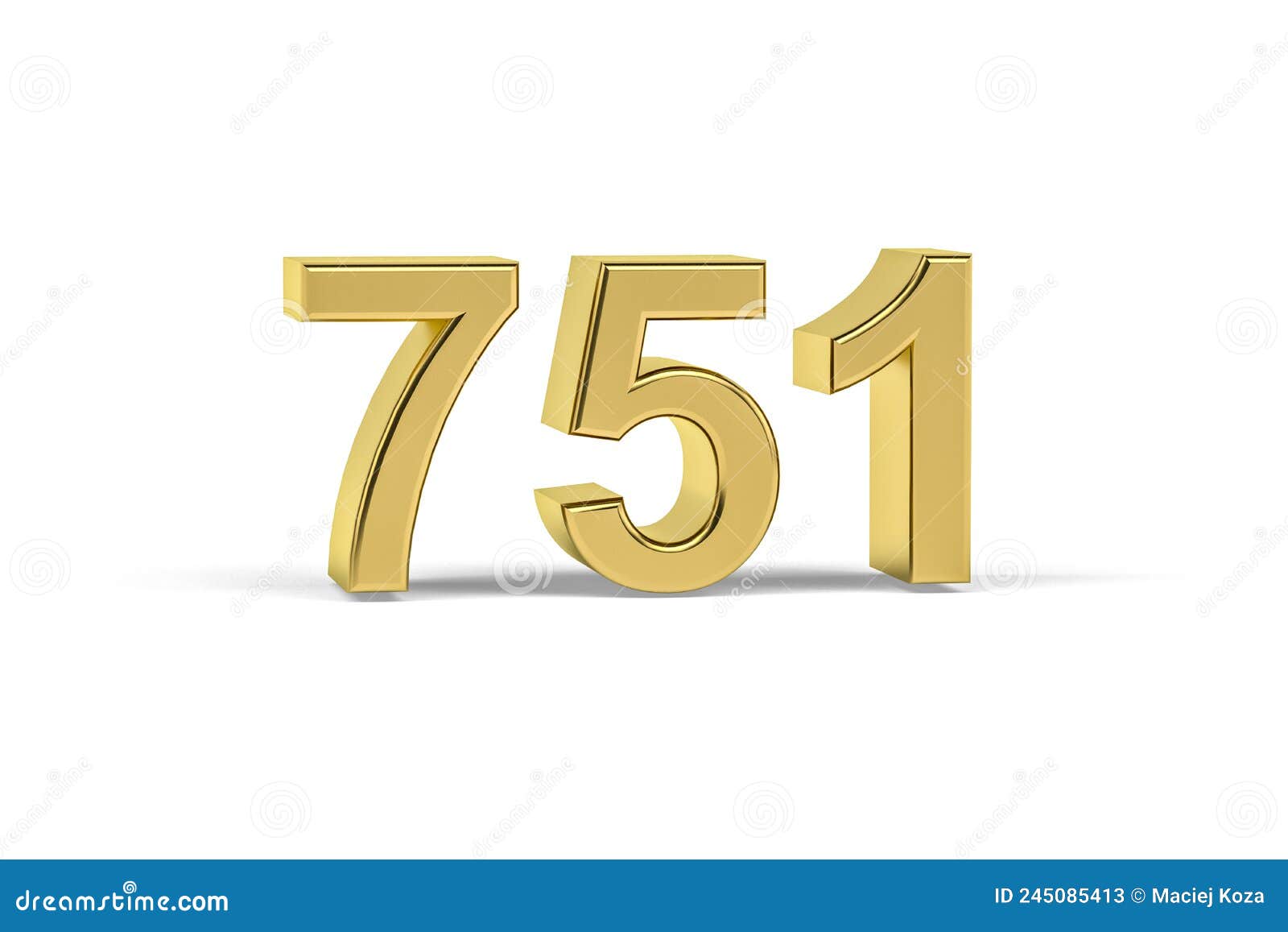 Golden 3d Number 751 - Year 751 Isolated on White Background Stock ...