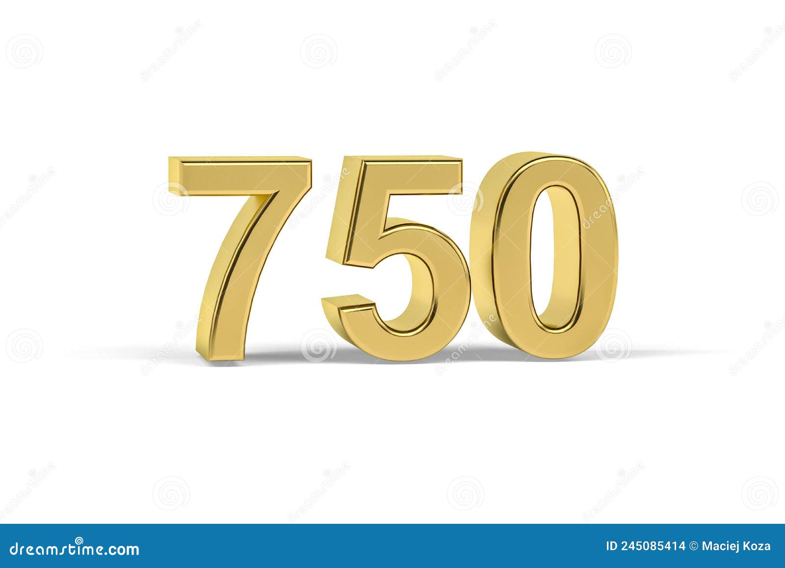 Golden 3d Number 750 - Year 750 Isolated on White Background Stock ...