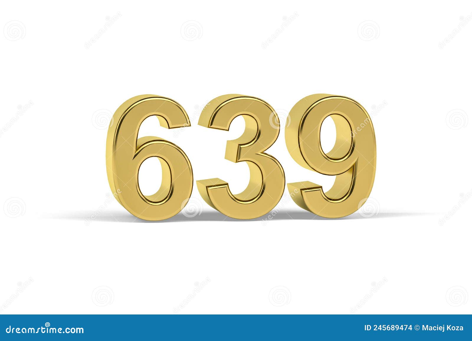 Golden 3d Number 639 - Year 639 Isolated on White Background Stock ...
