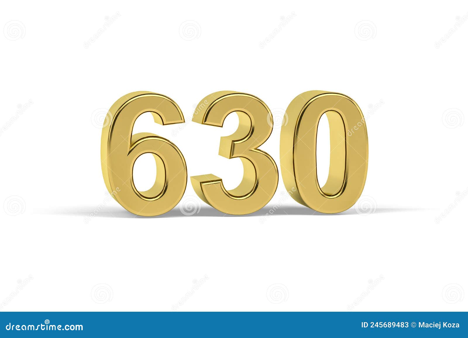 Golden 3d Number 630 - Year 630 Isolated on White Background Stock ...